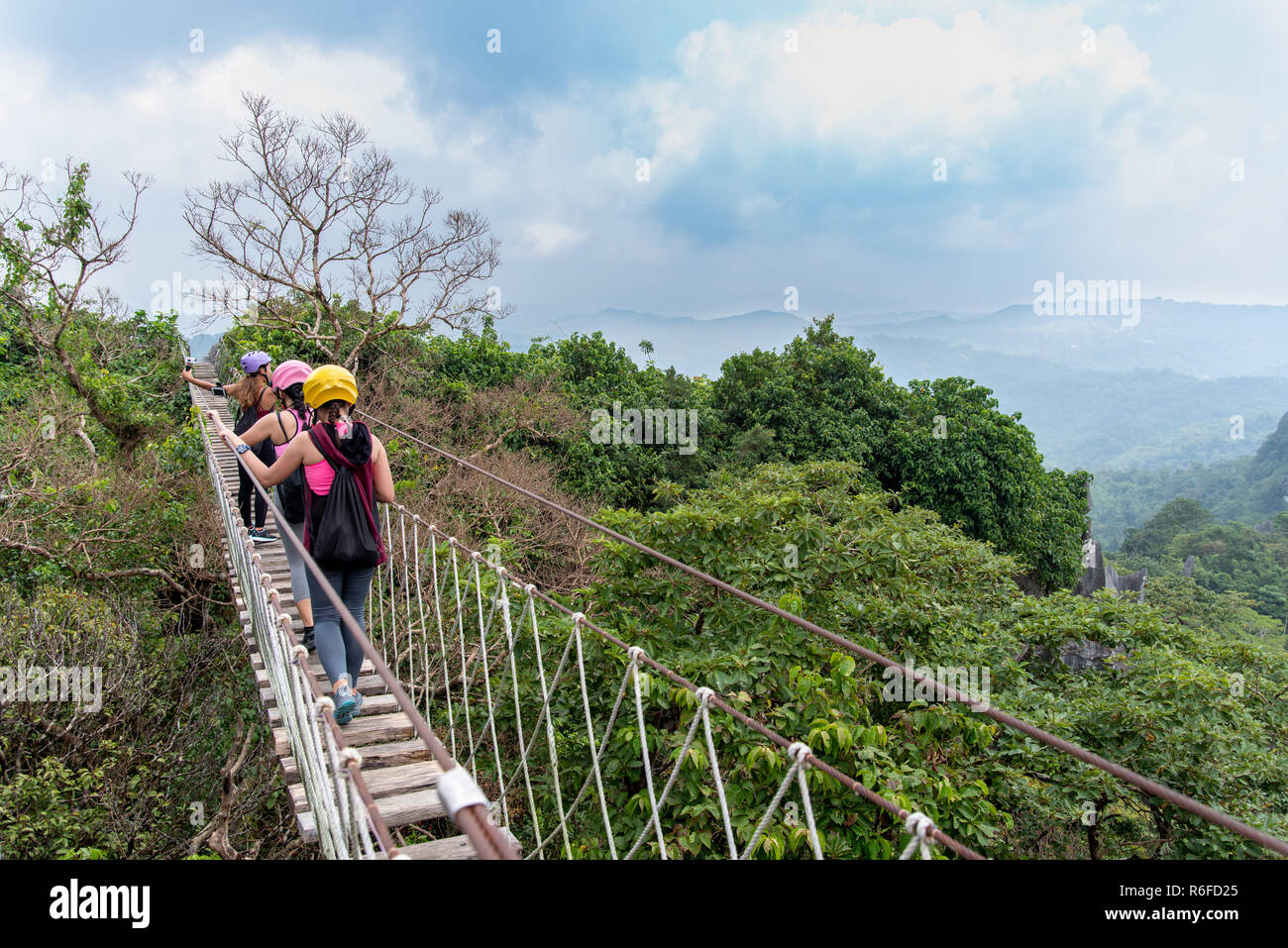 People who enjoy hiking at Masungi Georeserve, Rizal, Philippines Stock ...
