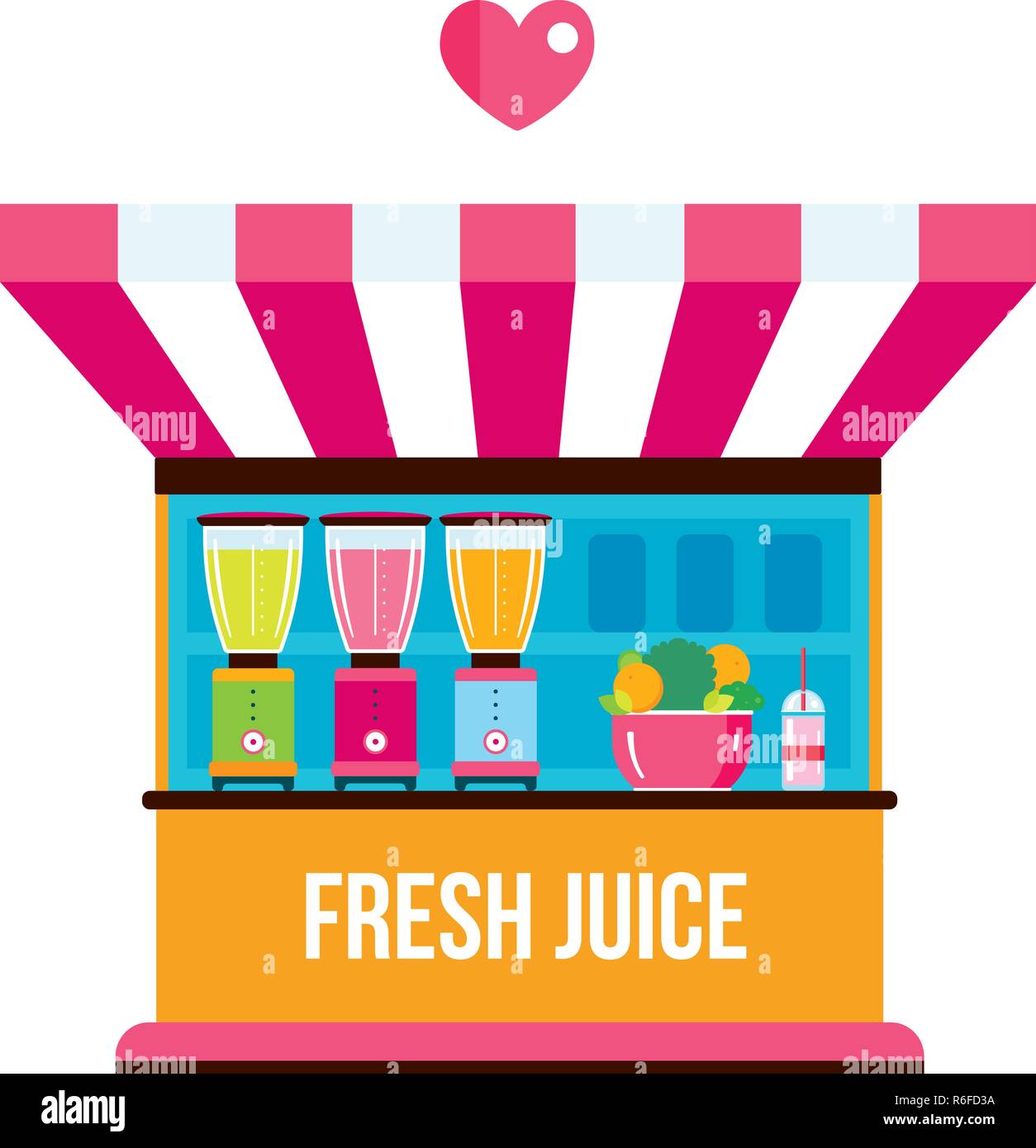 Street Food Fresh organic juices shop Vector illustration Stock Vector ...