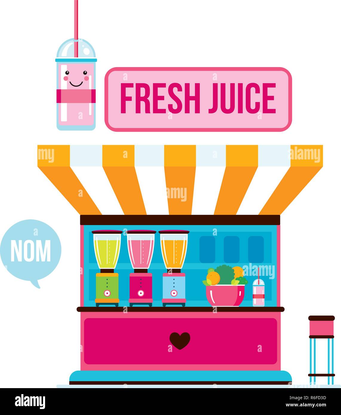 Fresh organic juice shop Street food cafe Vector illustration Stock ...