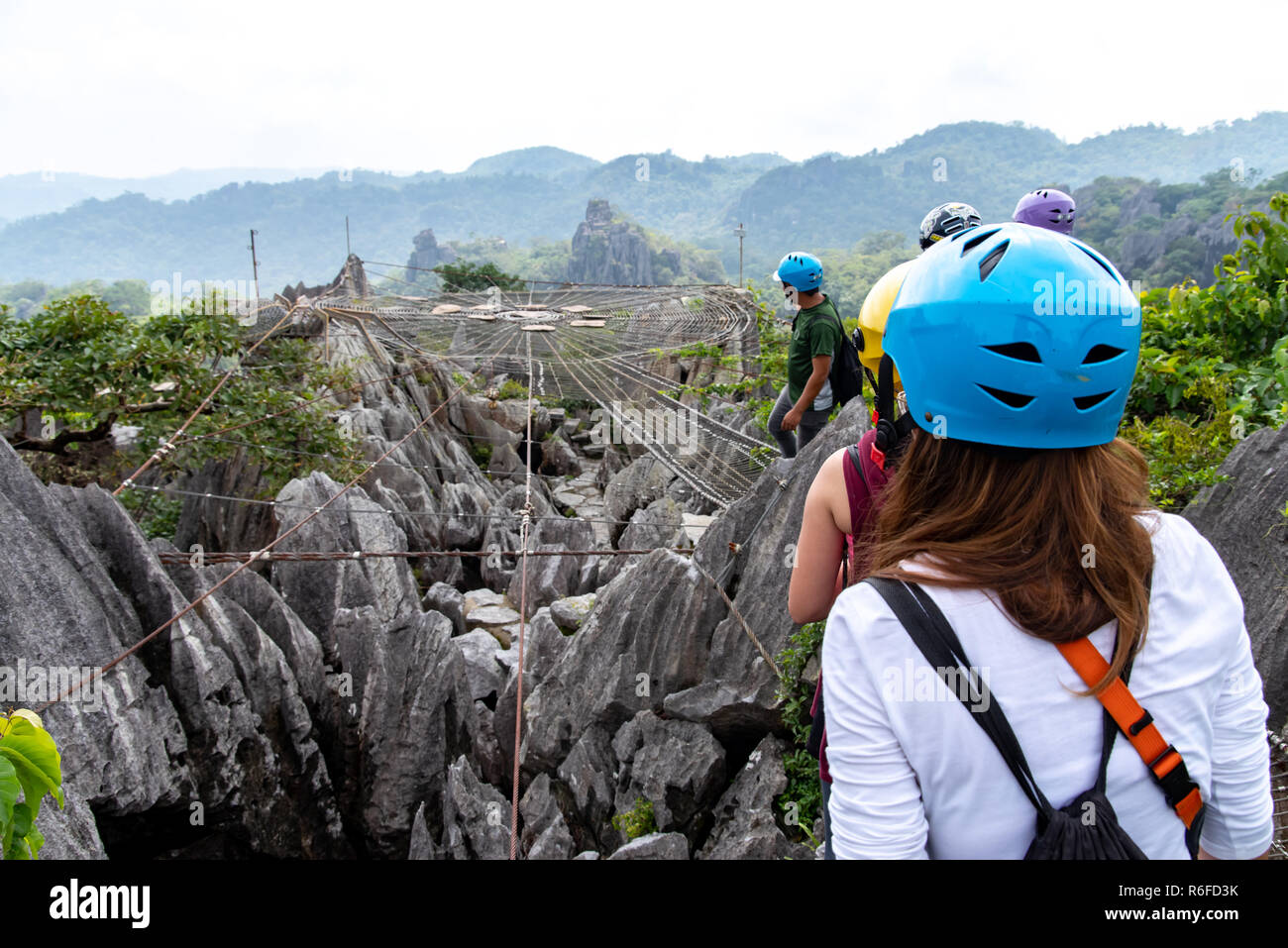 People who enjoy hiking at Masungi Georeserve, Rizal, Philippines Stock ...