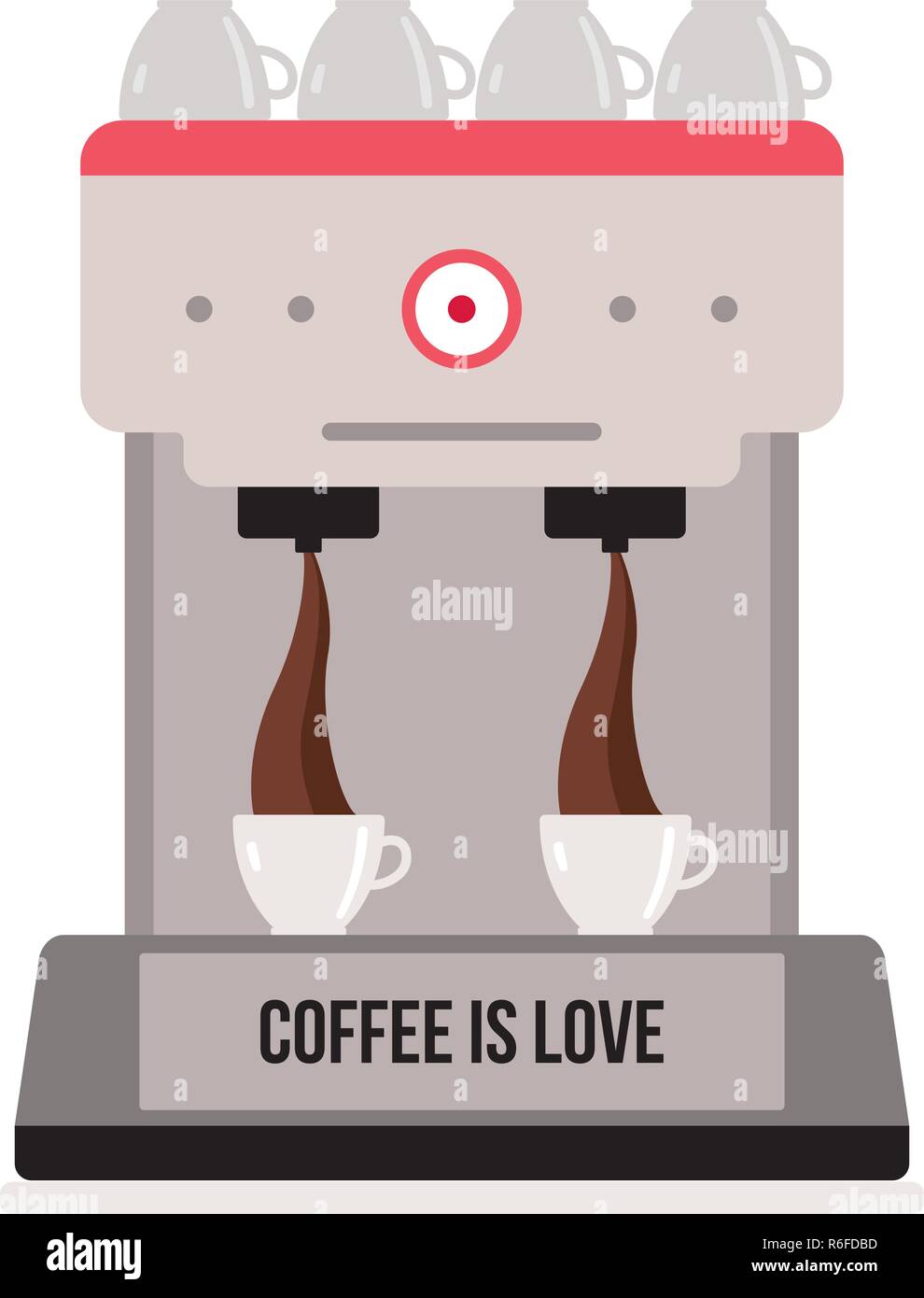 Coffee machine isolated on white background Flat design Vector ...