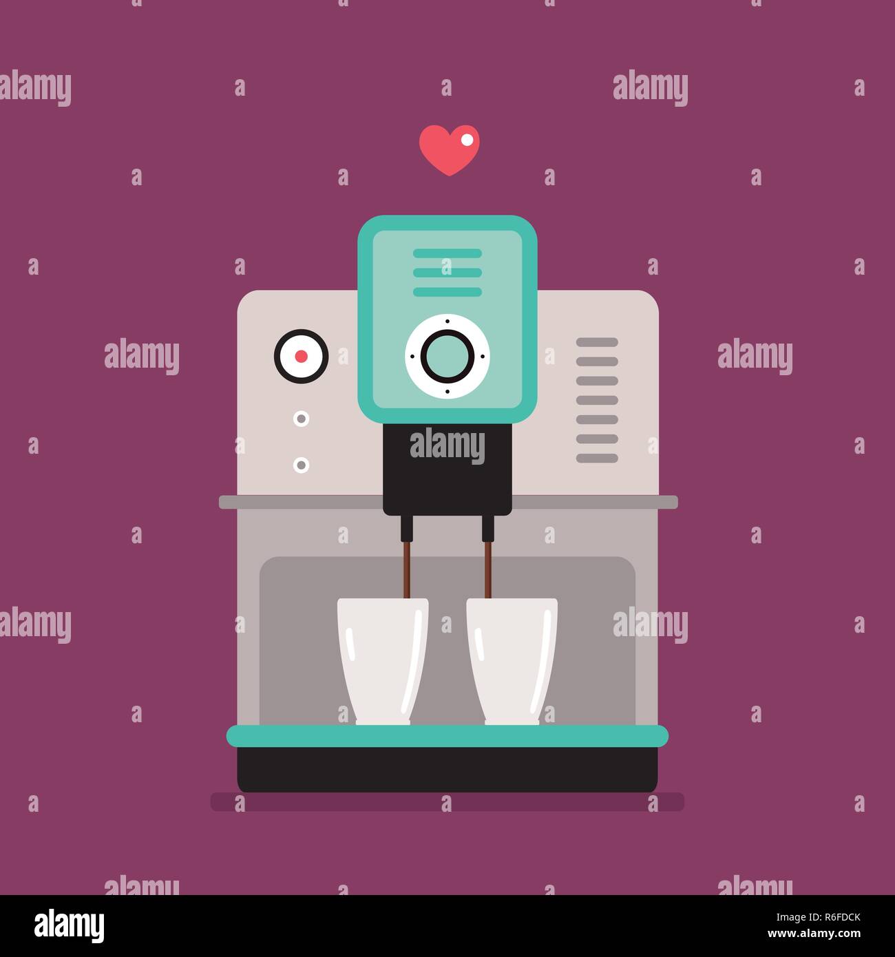 Colorful coffee machine on purple background Flat design Vector ...