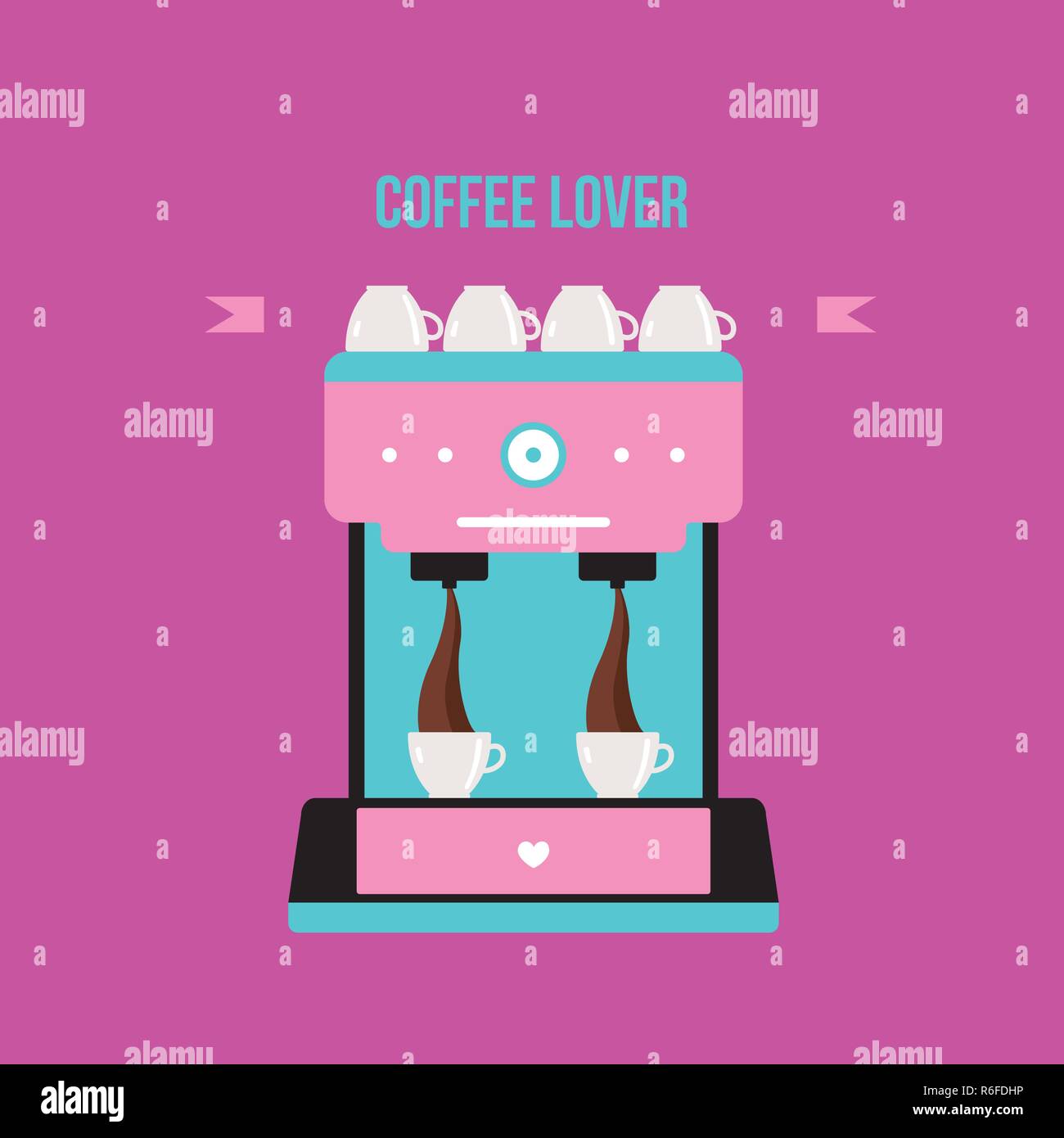 Coffee machine Colorful banner Kitchen appliance Vector illustration ...