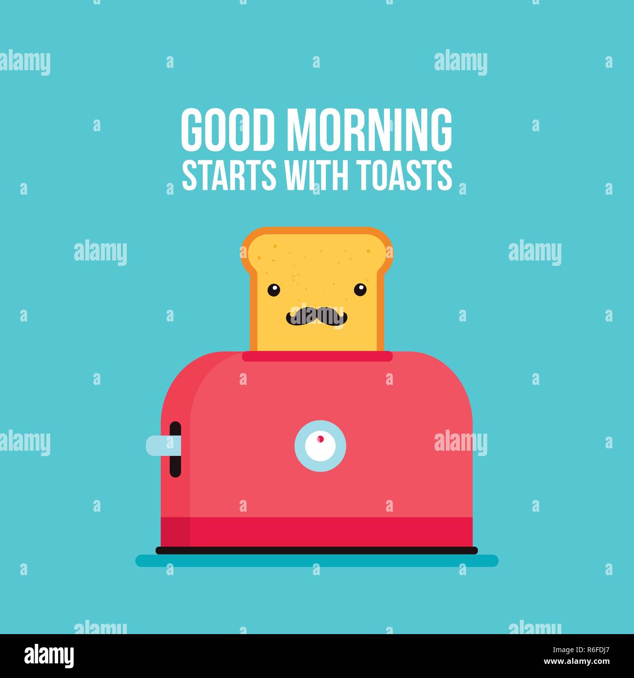 Toaster and toasted bread colorful banner Cute and lovely Vector ...