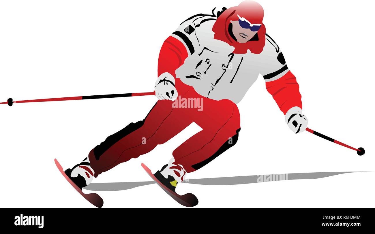 Colored vector illustration of skier image Stock Vector Image & Art - Alamy