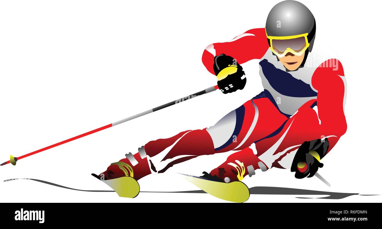 Colored vector illustration of skier image Stock Vector Image & Art - Alamy
