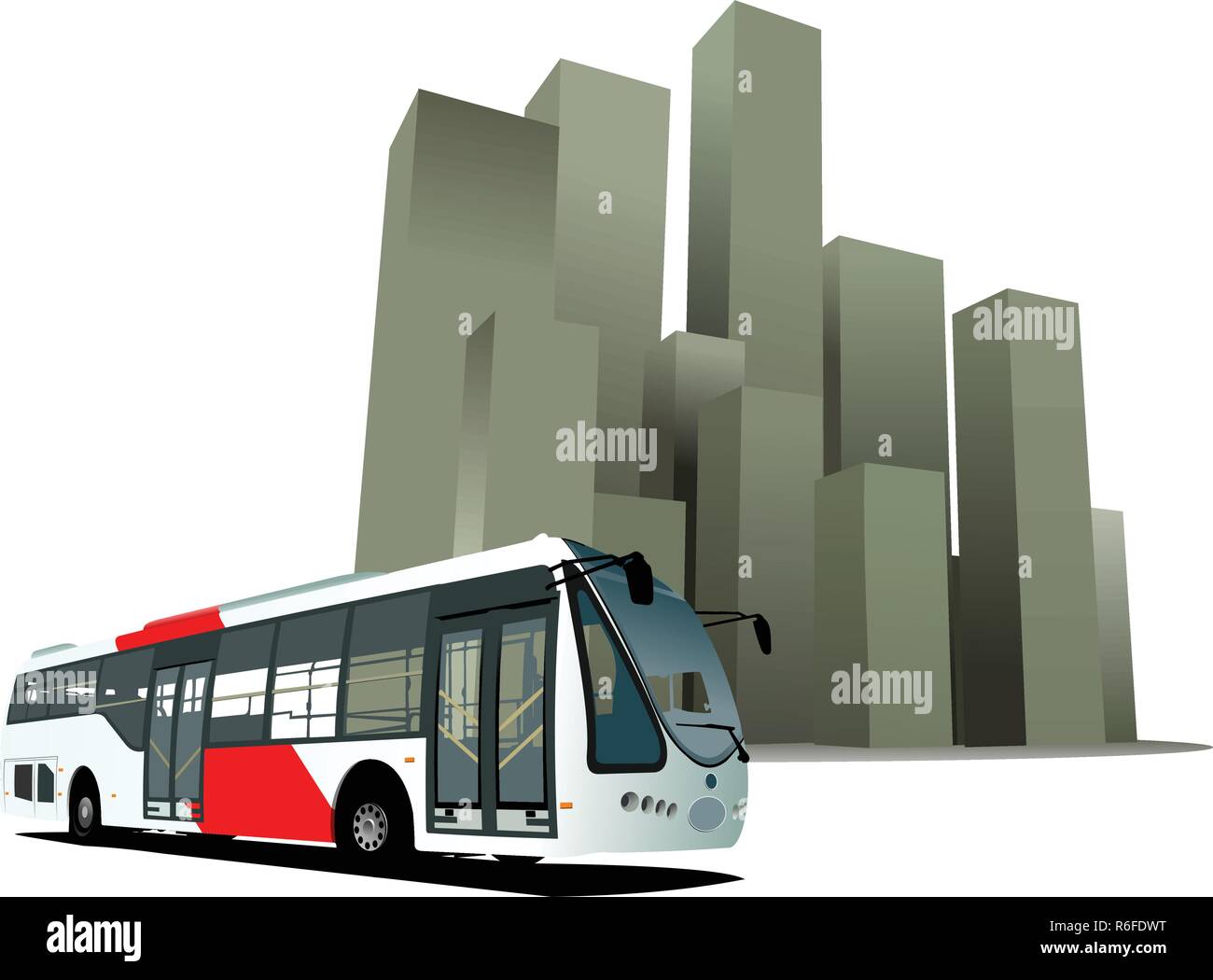 City bus on the town background. Vector illustration Stock Vector Image ...