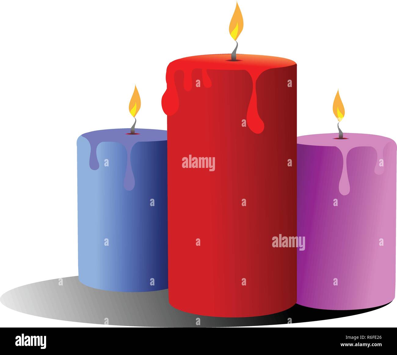Three burning candles. Vector Stock Vector Image & Art - Alamy