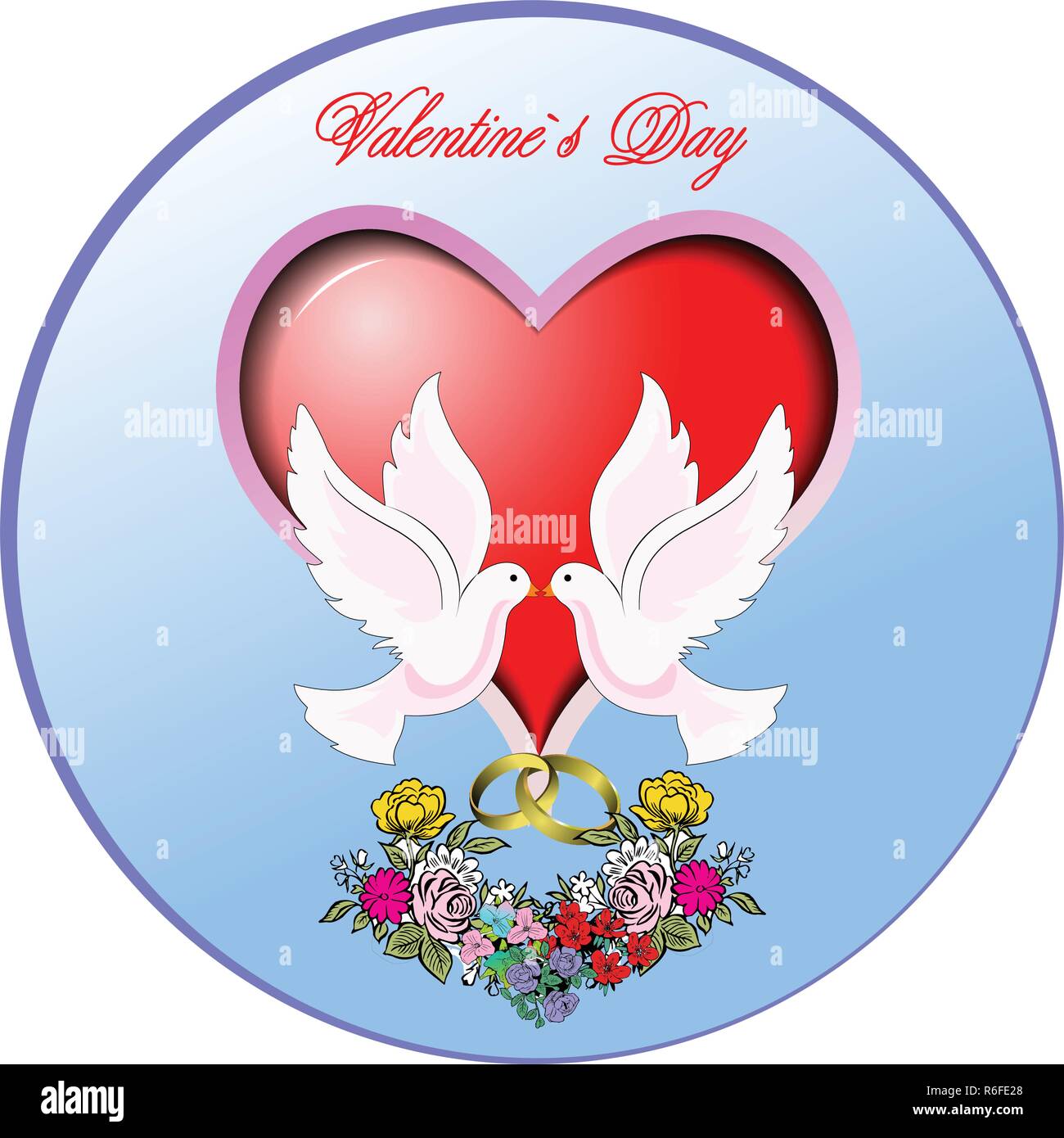 Circle Valentine`s Day Greeting Card. Vector illustration. Cover Stock ...