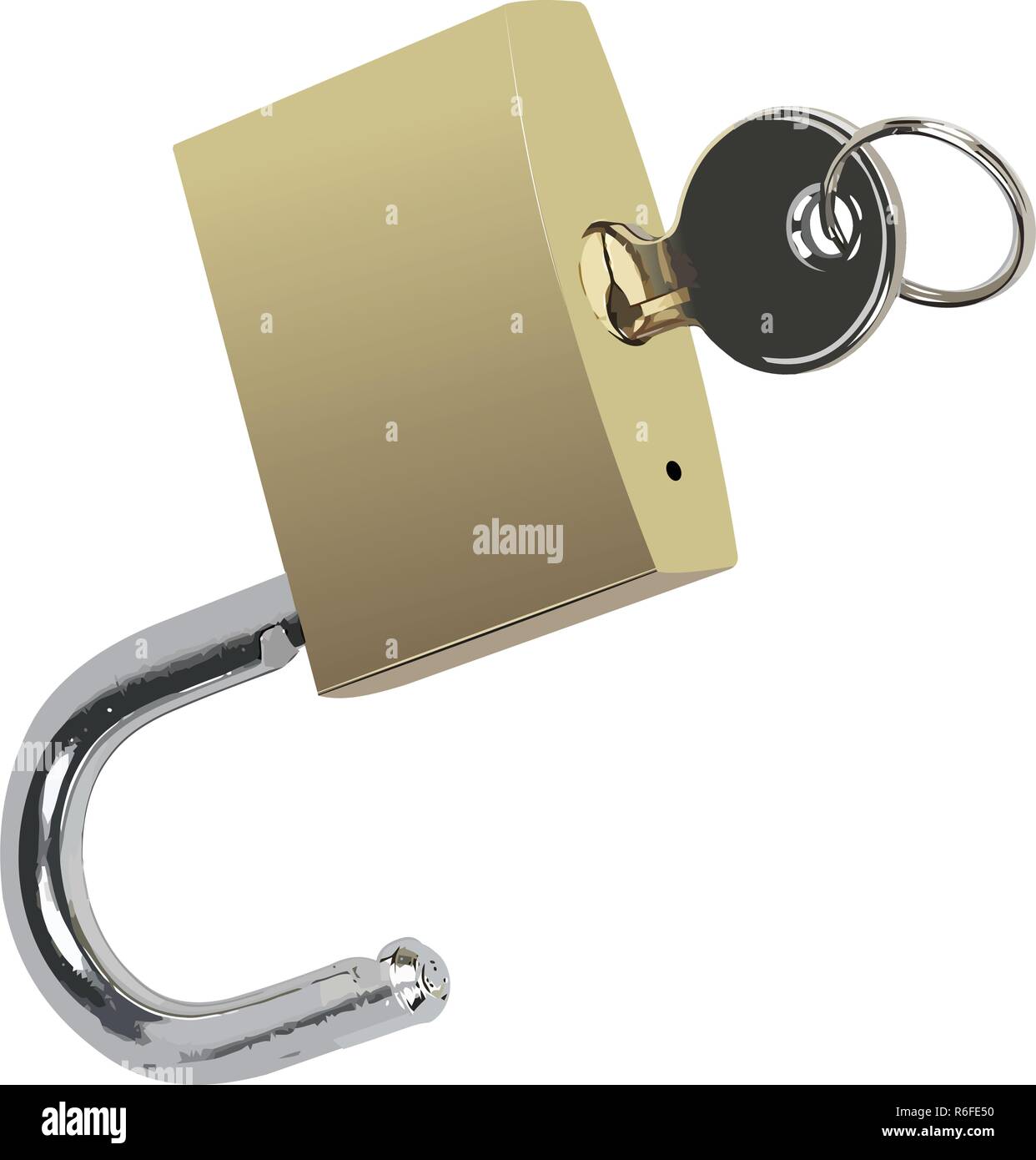 Bronze padlock with key. Vector illustration Stock Vector Image & Art ...