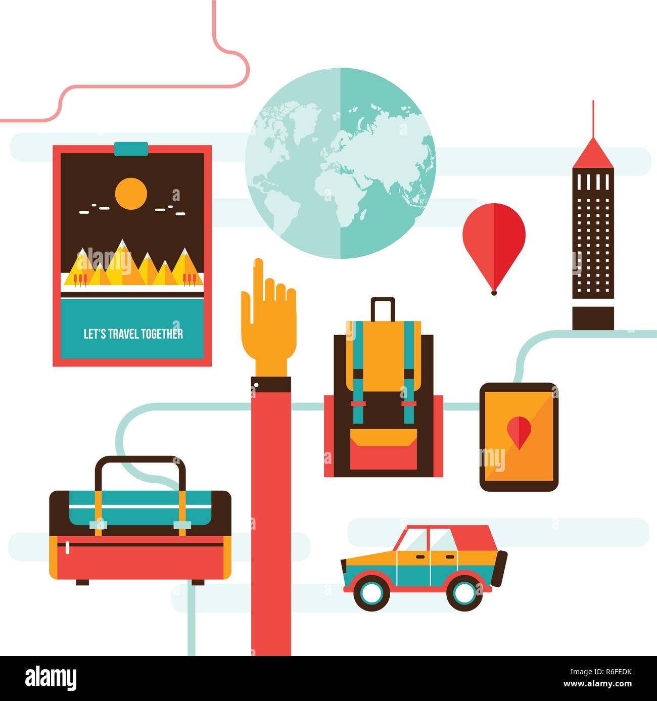 Tourism and travel Set of modern flat design elements Vector ...