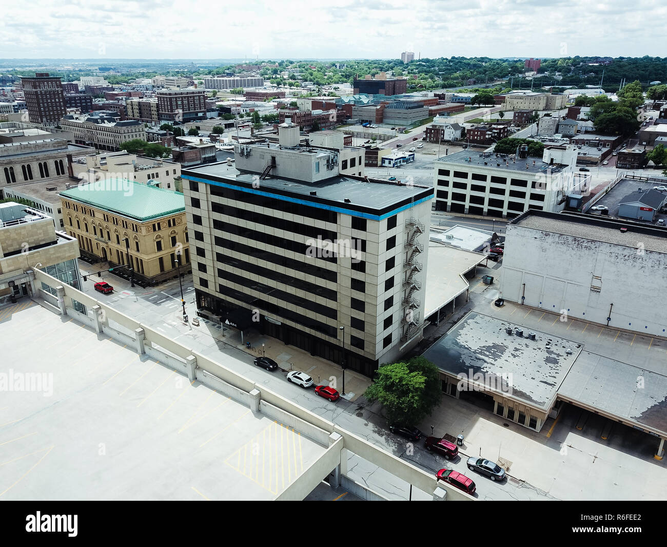 Downtown Skyline Building, Parking Lots and Streets, Omaha Nebraska ...