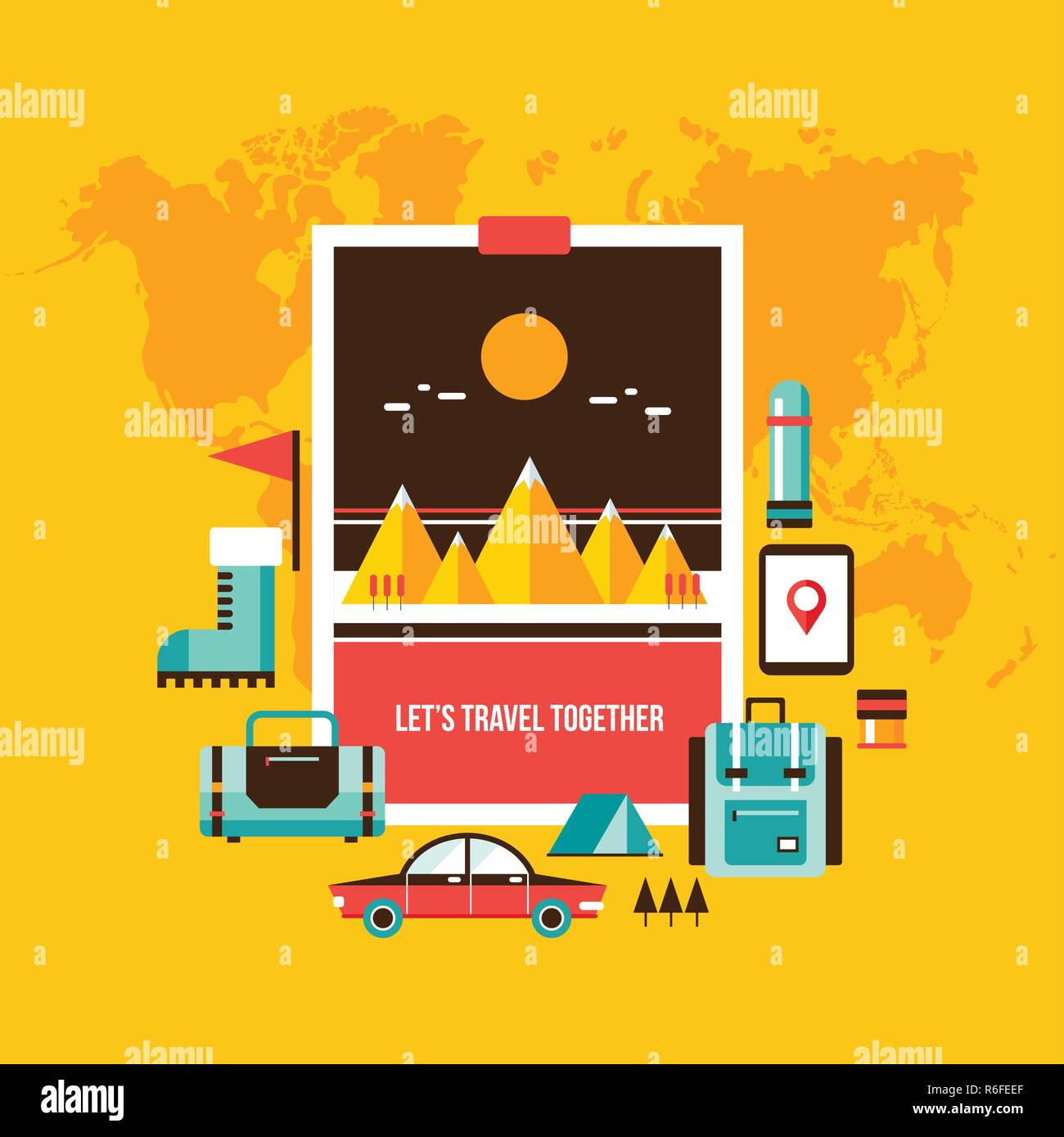 Tourism and travel Set of modern flat design elements Vector ...