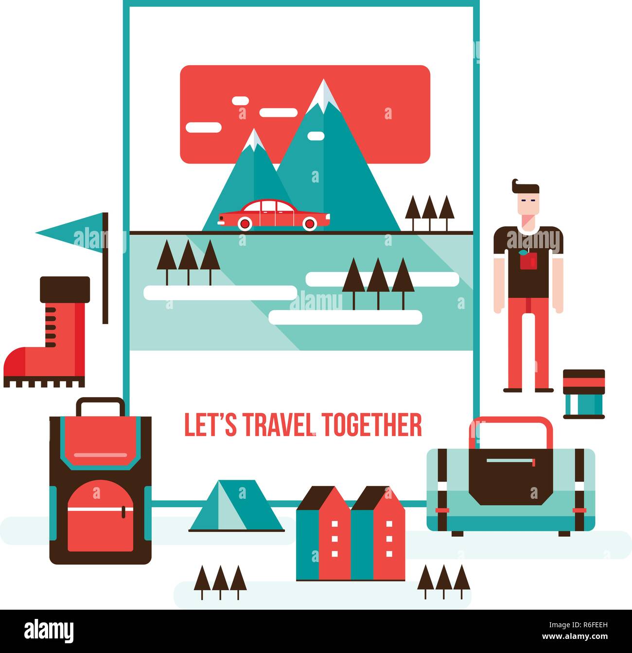 Tourism and travel Set of modern flat design elements Vector ...