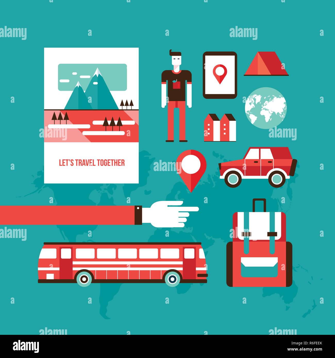 Tourism and travel Set of modern flat design elements Vector ...
