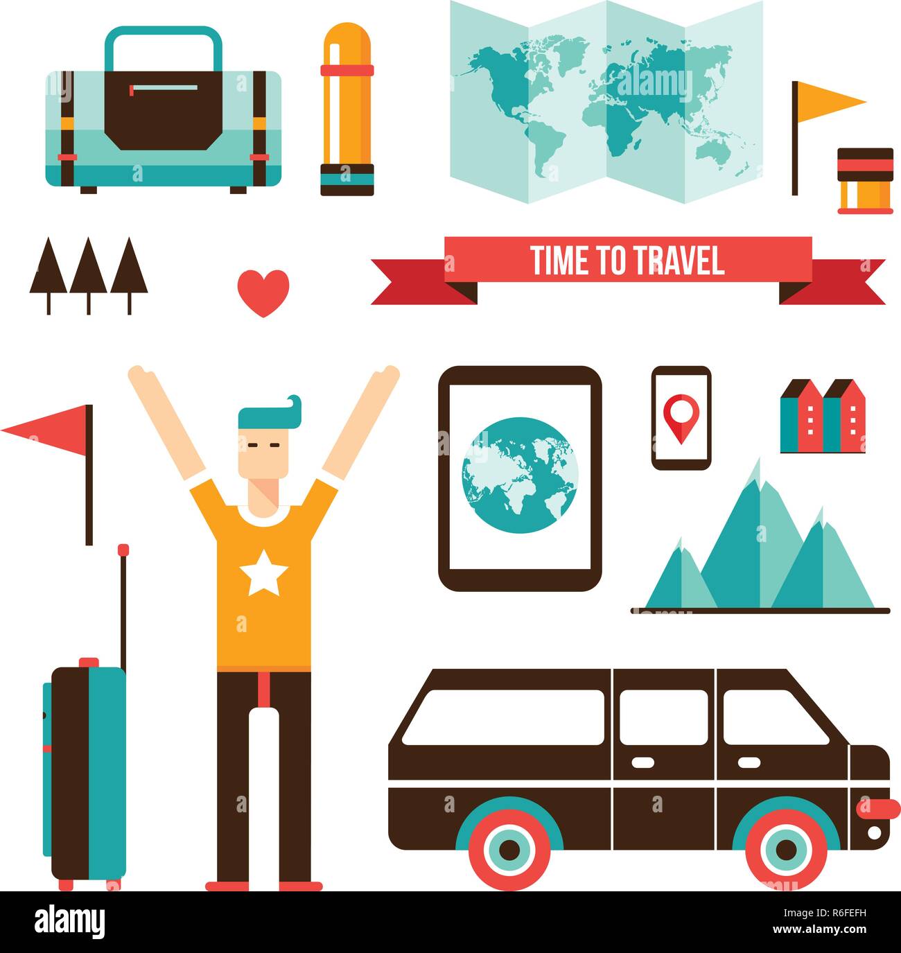 Tourism and travel Set of modern flat design elements Vector ...