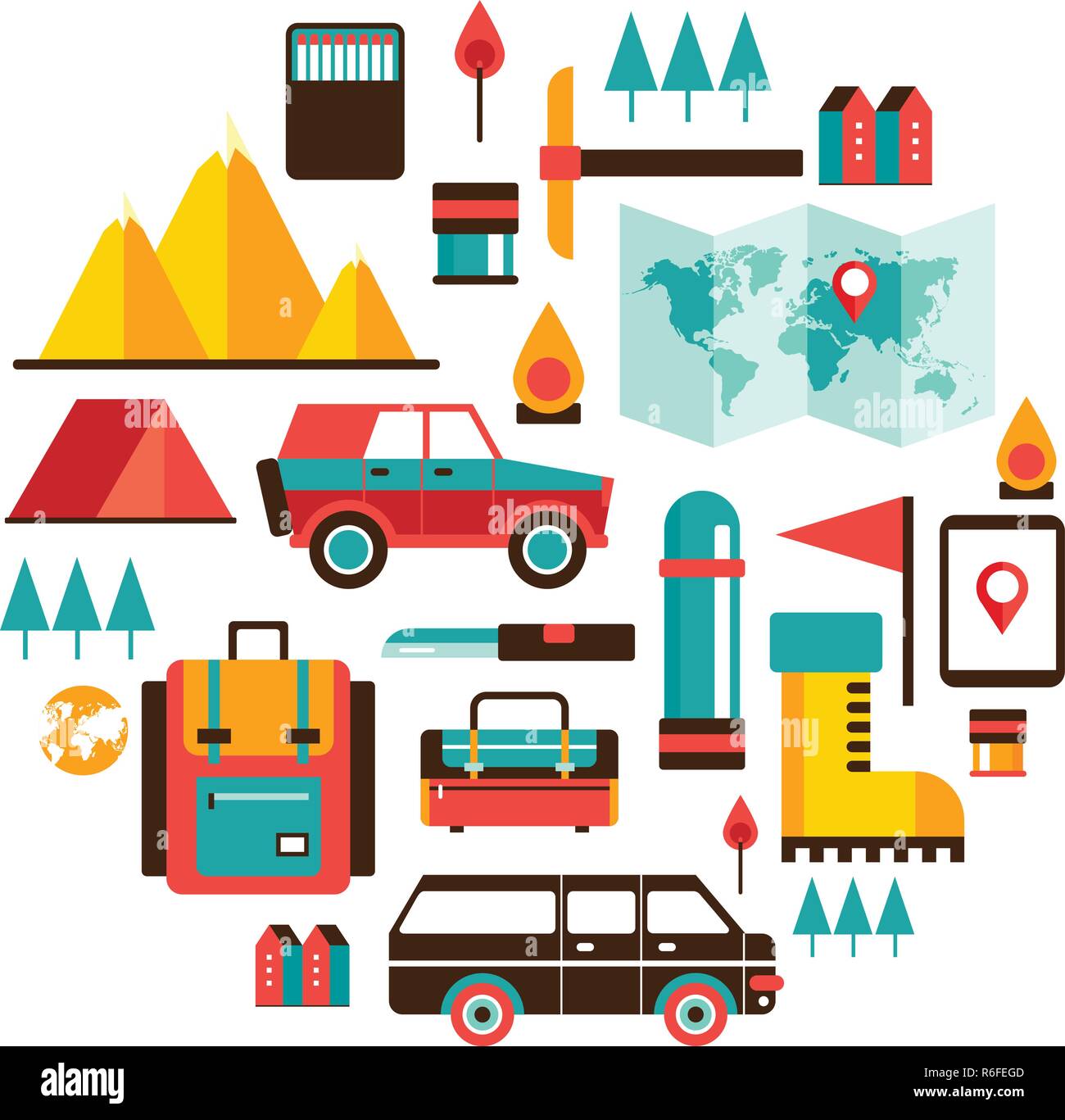 Tourism and travel Set of colorful modern flat design elements Vector ...