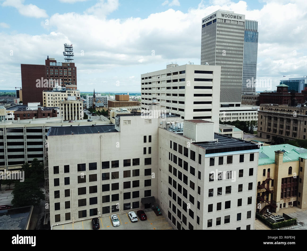 Downtown Skyline Building, Parking Lots and Streets, Omaha Nebraska ...