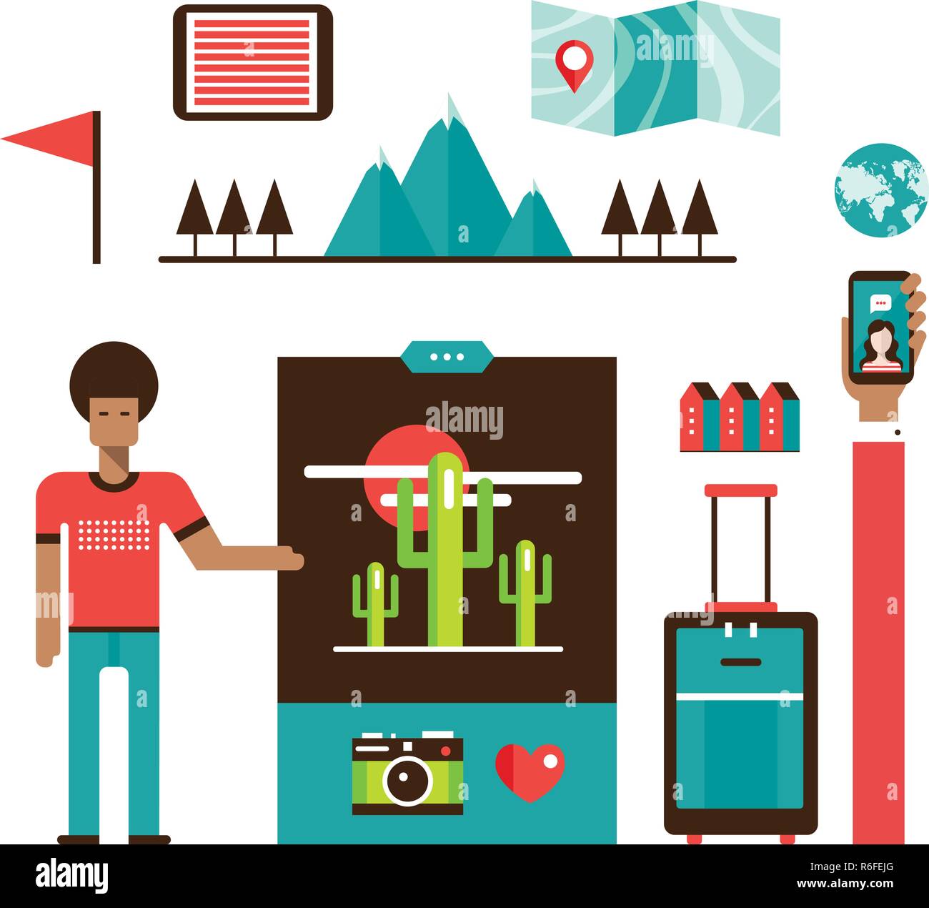Tourism and travel Set of modern flat design elements Vector ...