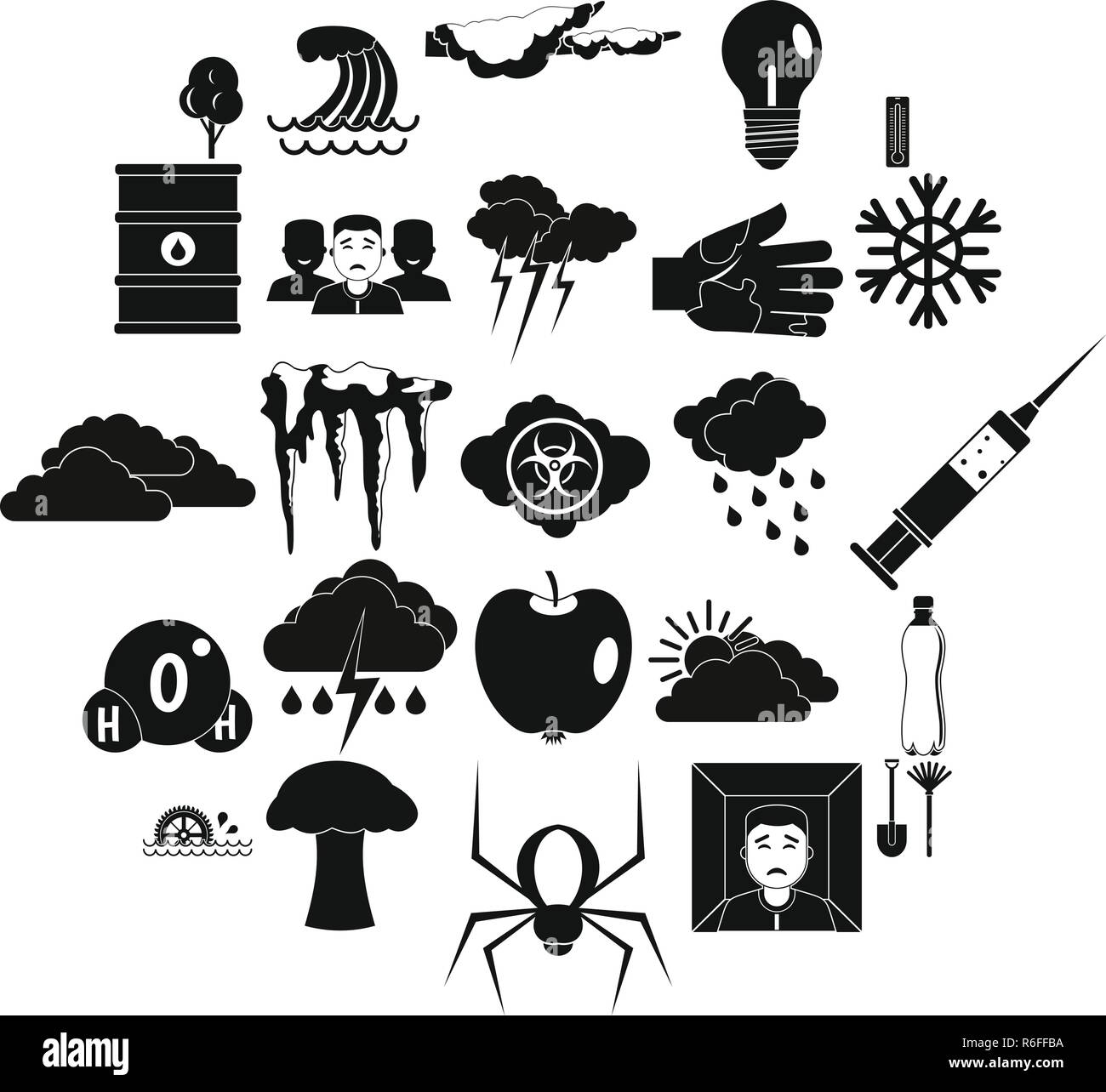 Warning icons set, simple style Stock Vector Image & Art - Alamy