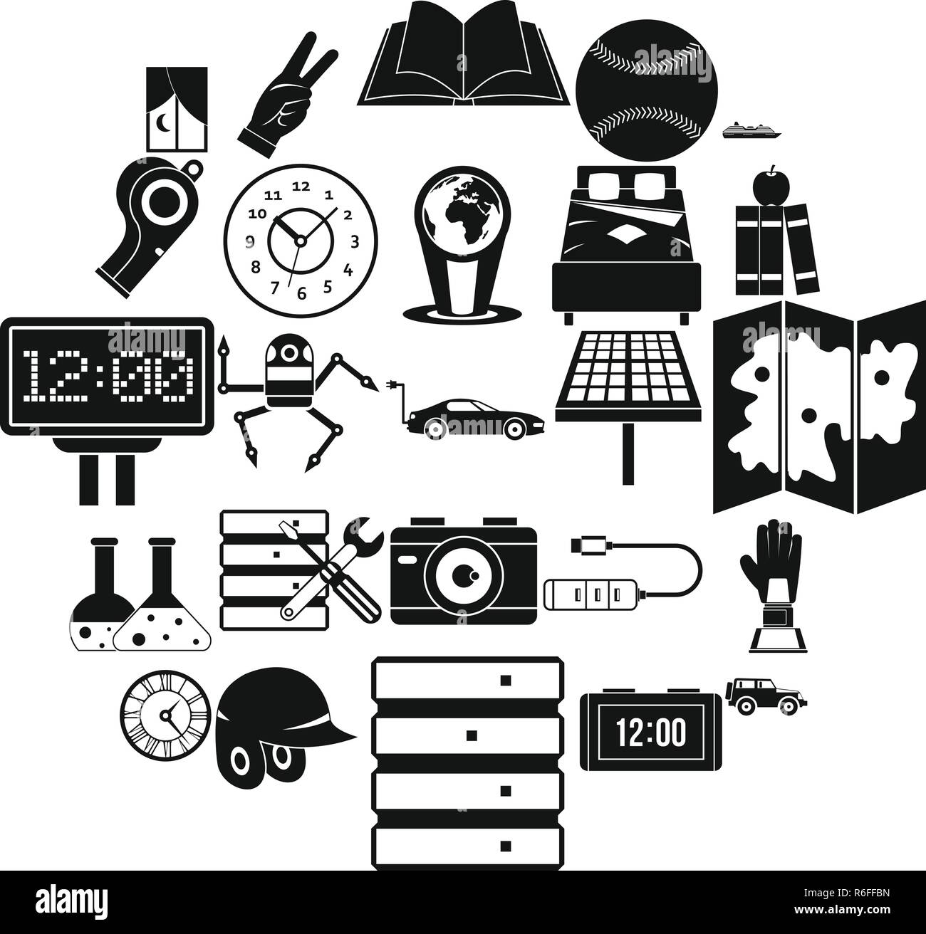 Evening time icons set, simple style Stock Vector Image & Art - Alamy