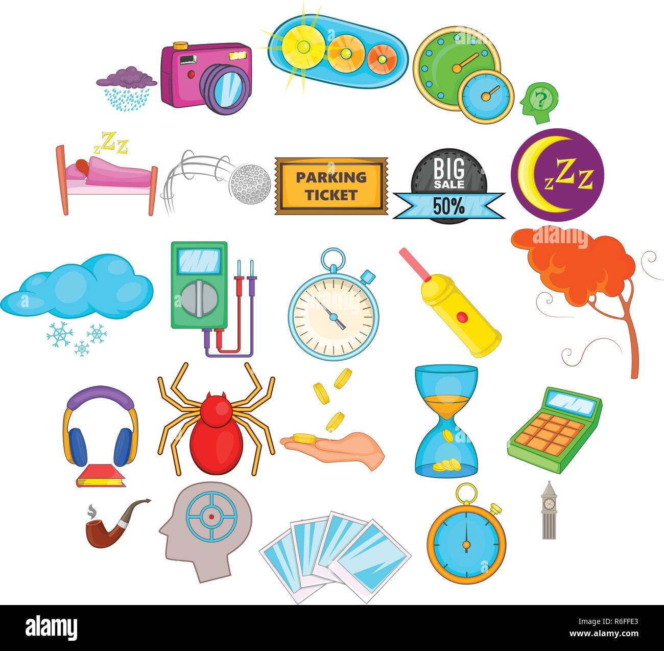 Detect time icons set, cartoon style Stock Vector Image & Art - Alamy