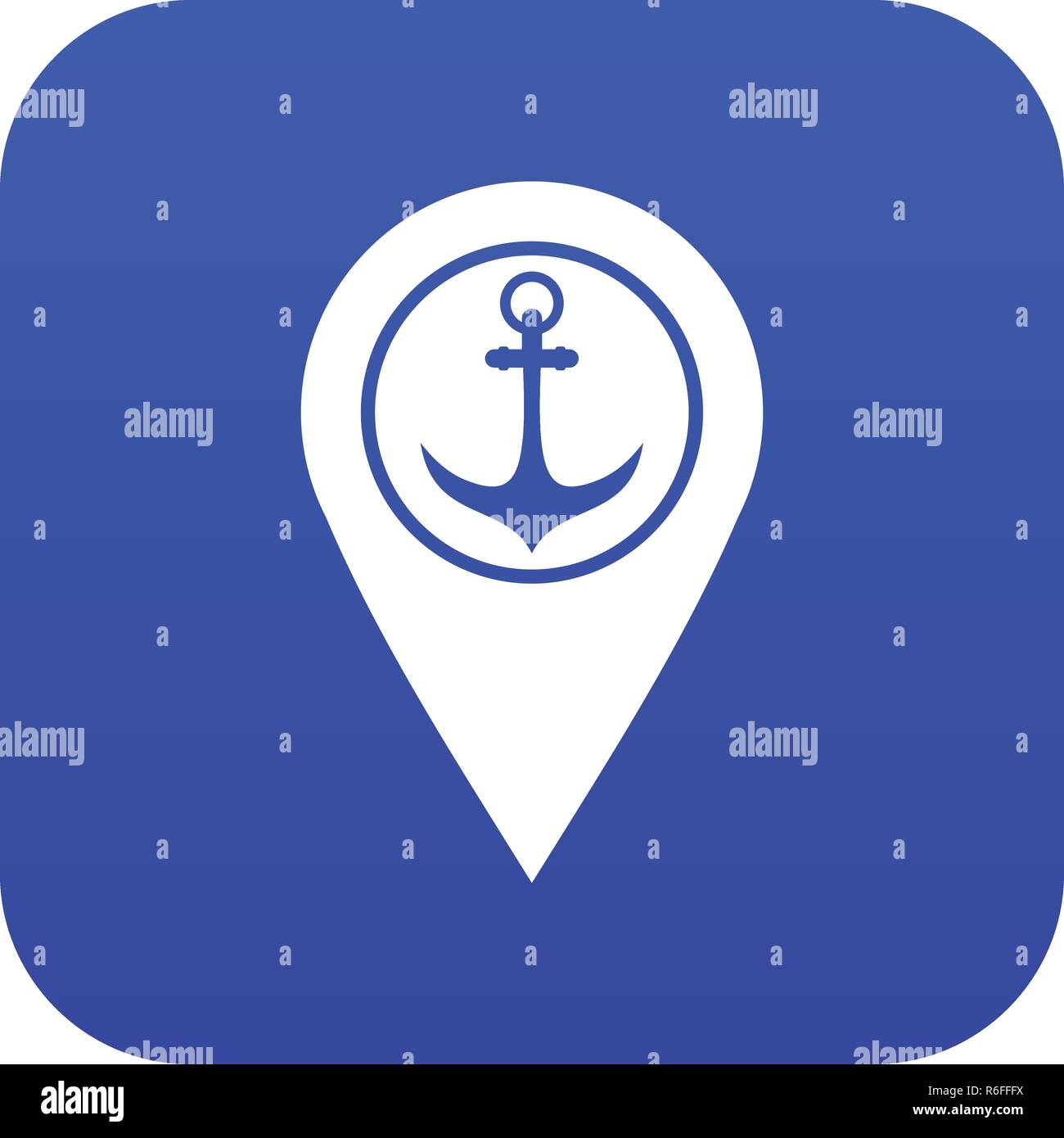 Map pointer with symbol anchor and sea port icon digital blue Stock ...