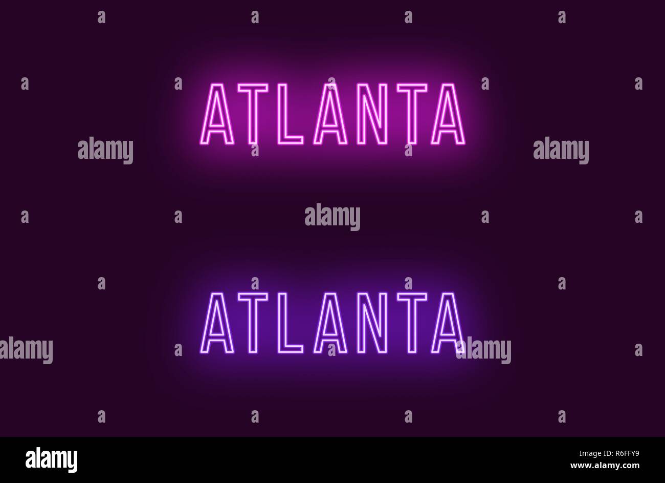 Neon name of Atlanta city in USA. Vector text of Atlanta, Neon ...
