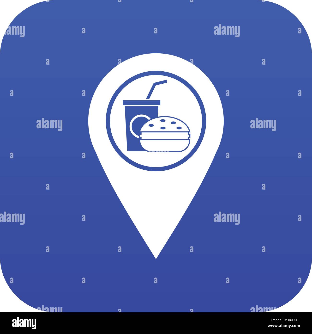 Fast food and restaurant map pointer icon digital blue Stock Vector ...