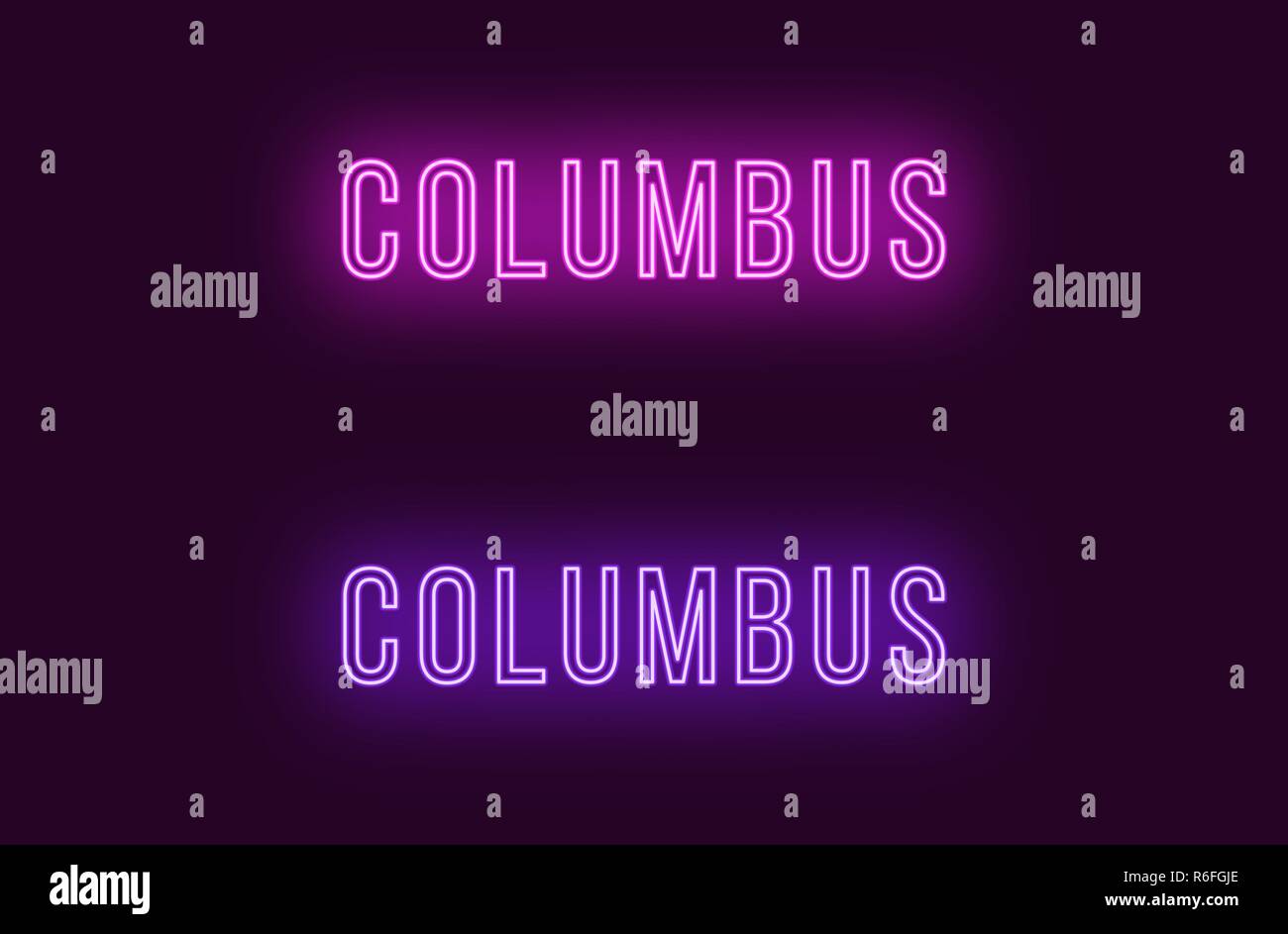 Neon name of Columbus city in USA. Vector text of Columbus, Neon ...