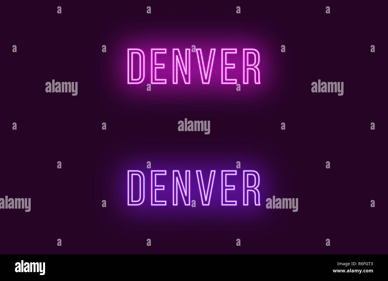 Neon name of Denver city in USA. Vector text of Denver, Neon ...
