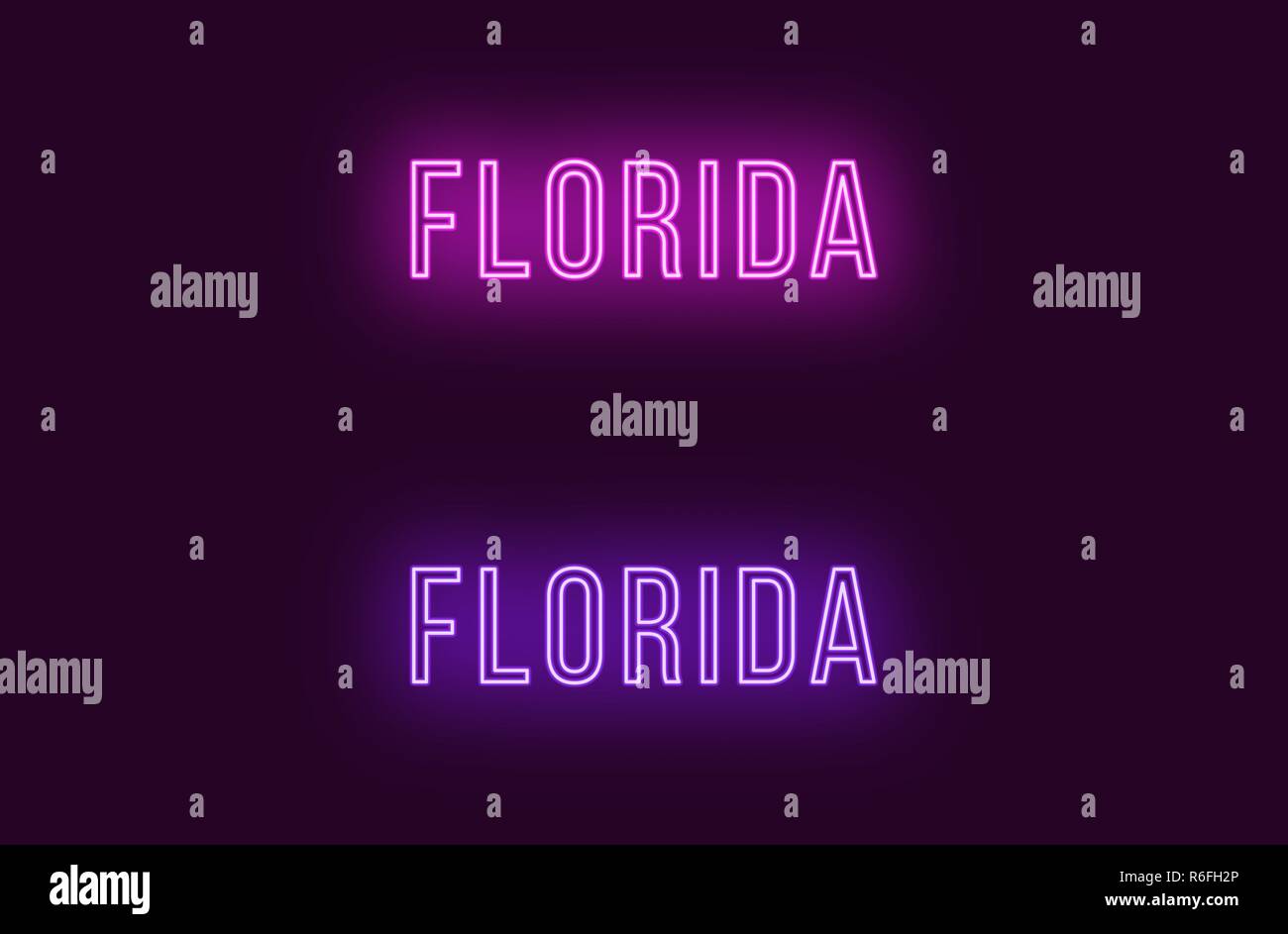Neon name of Florida state in USA. Vector text of Florida, Neon ...