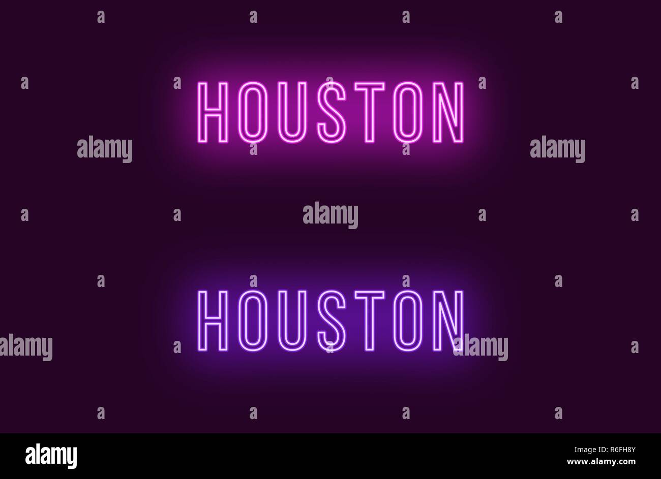 Neon name of Houston city in USA. Vector text of Houston, Neon ...