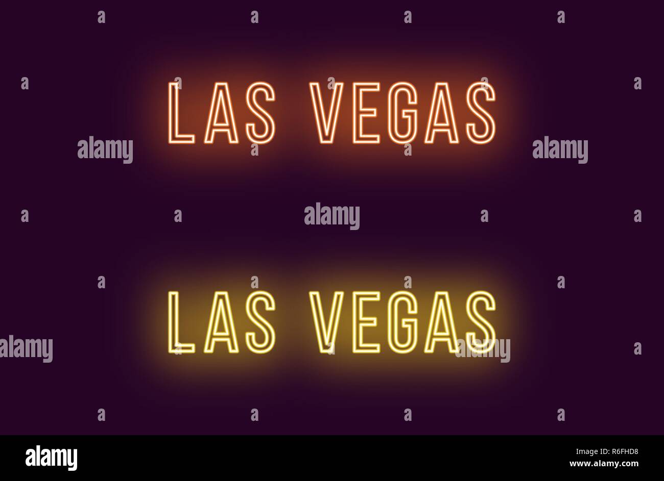 Neon name of Las Vegas city in USA. Vector text of Las Vegas, Neon ...