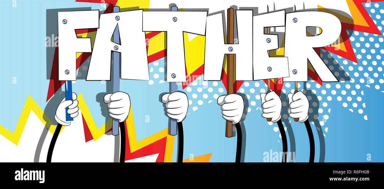 Diverse hands holding letters of the alphabet created the word Father ...