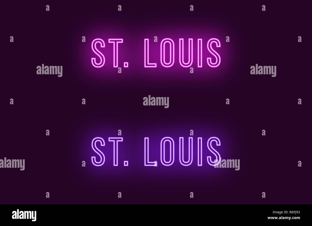 Neon name of St Louis city in USA. Vector text of St Louis, Neon ...