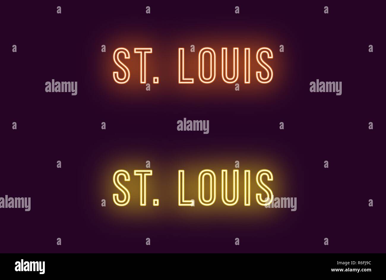 Neon name of St Louis city in USA. Vector text of St Louis, Neon ...