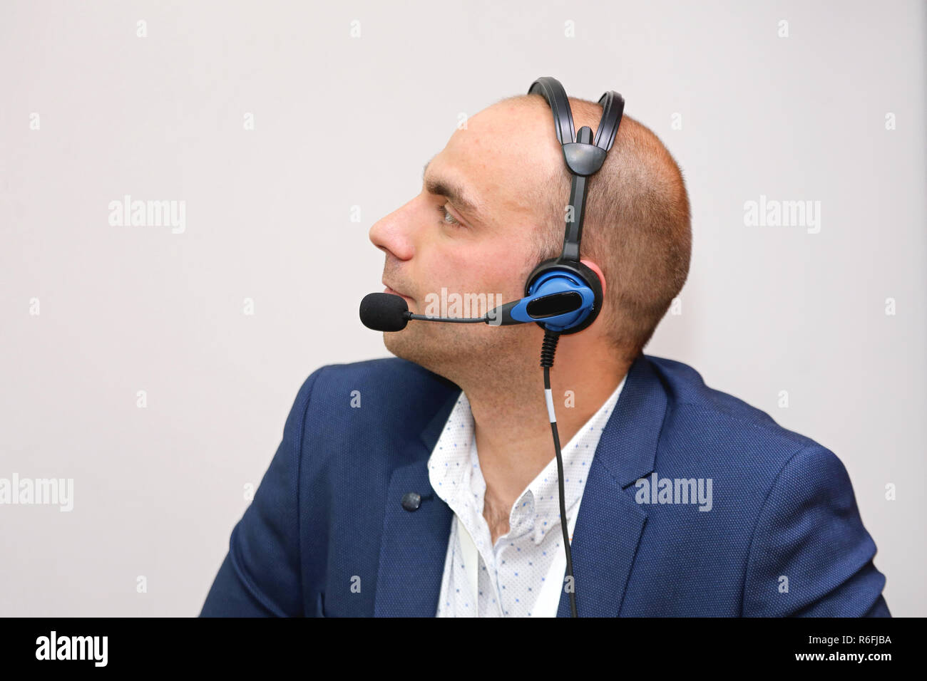 Voice Headset Man Stock Photo - Alamy