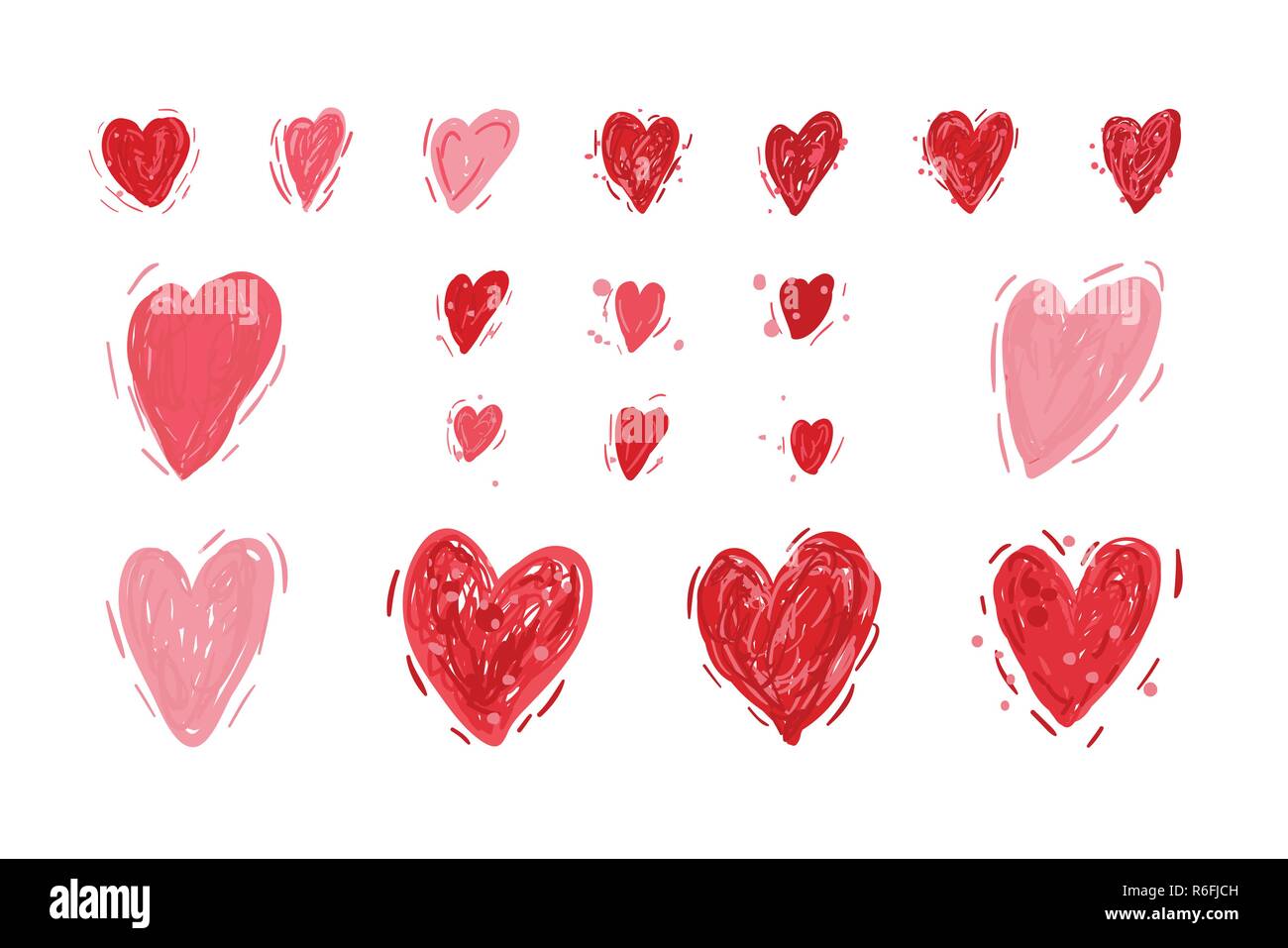 Vector hearts. Valentines day set. Sketchy style Stock Vector Image ...