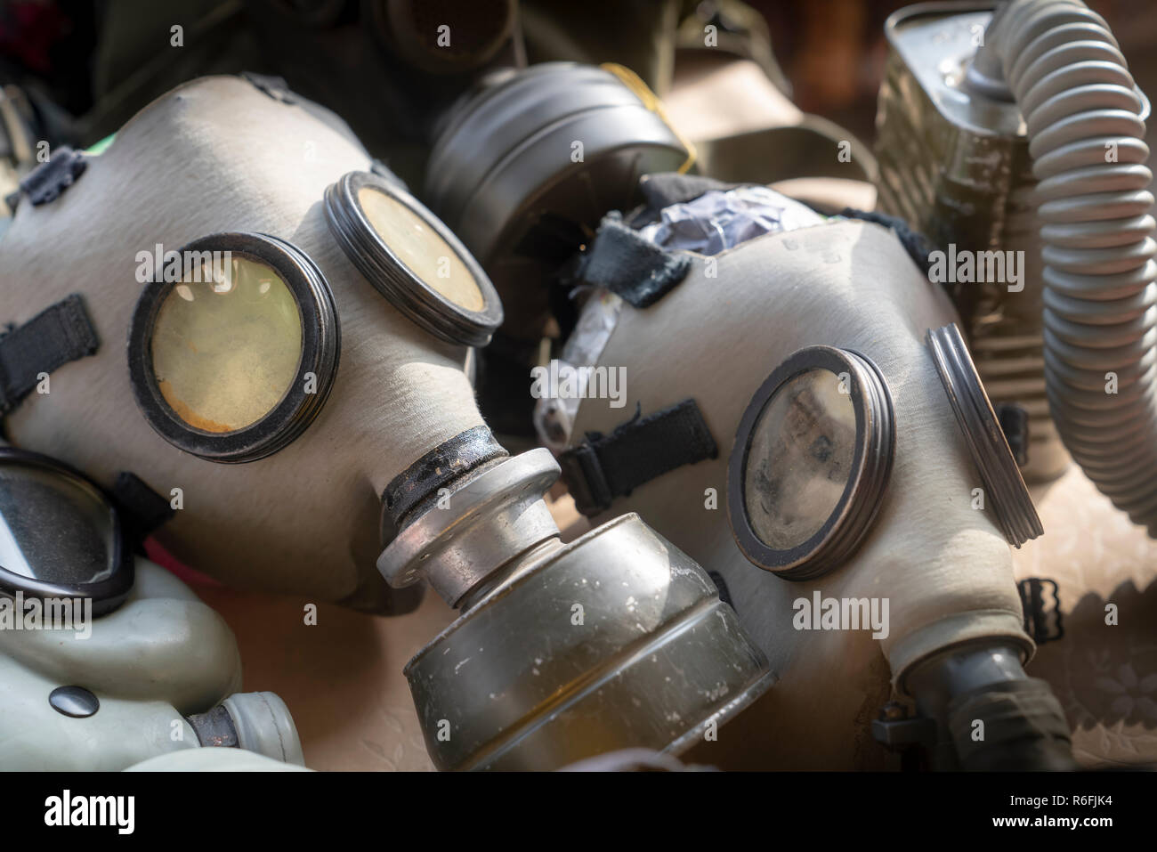 Old gas masks at a flea market, Ankara, Turkey Stock Photo - Alamy