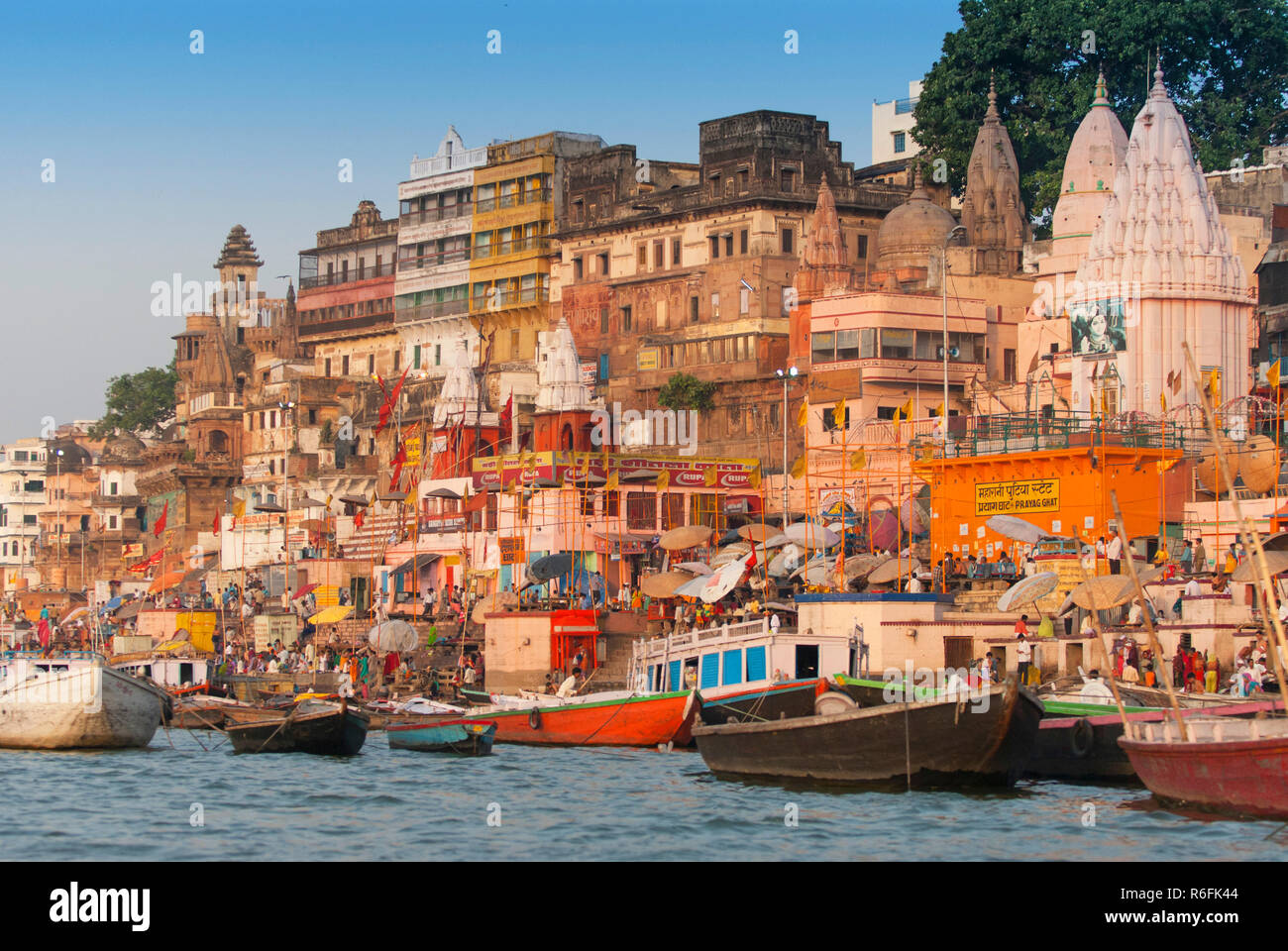 Everyday Life On The Ghats Of River Ganges Varanasi, Uttar Pradesh ...
