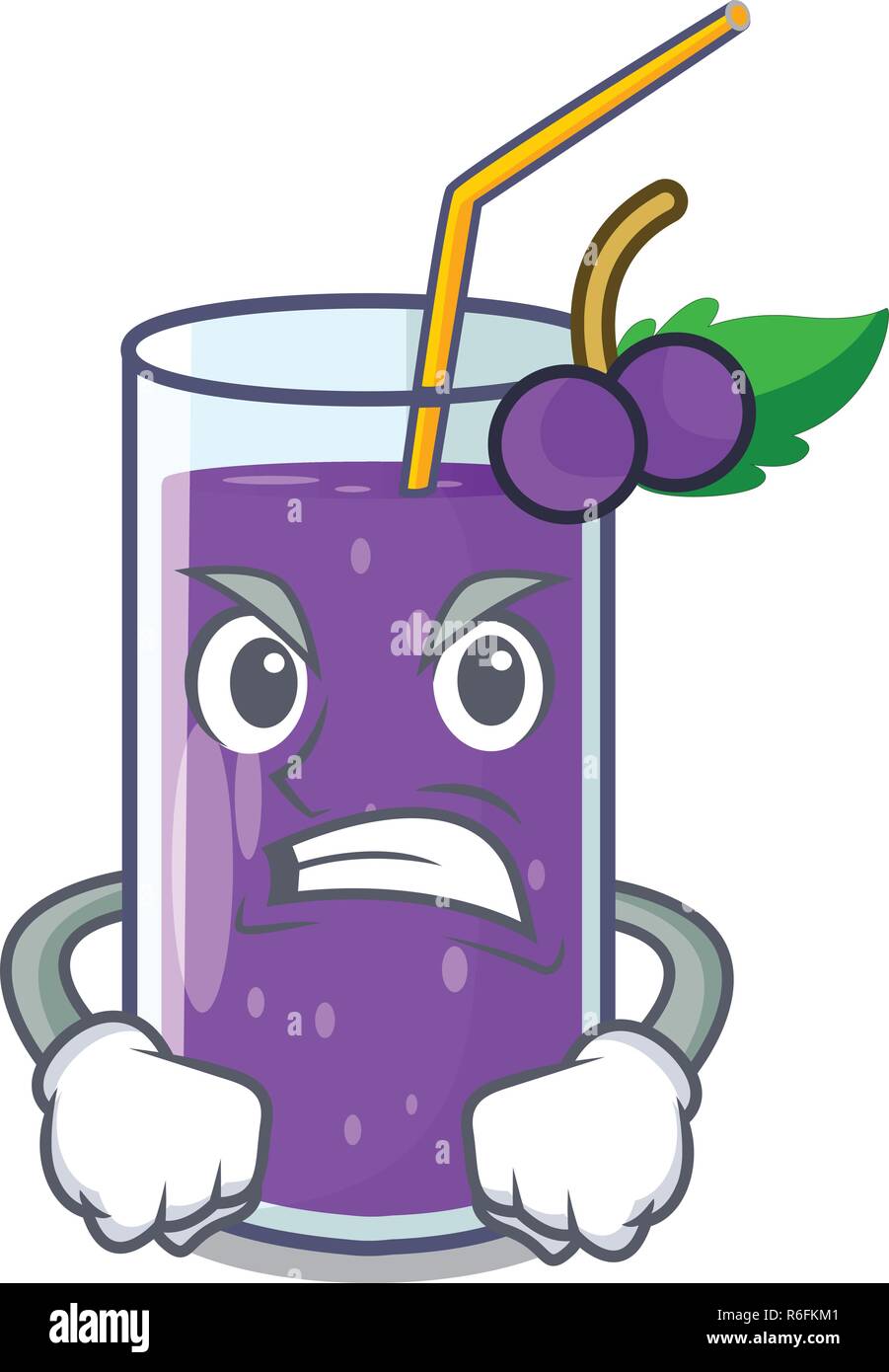 Angry grape juice in glass a mascot vector illustration Stock Vector ...