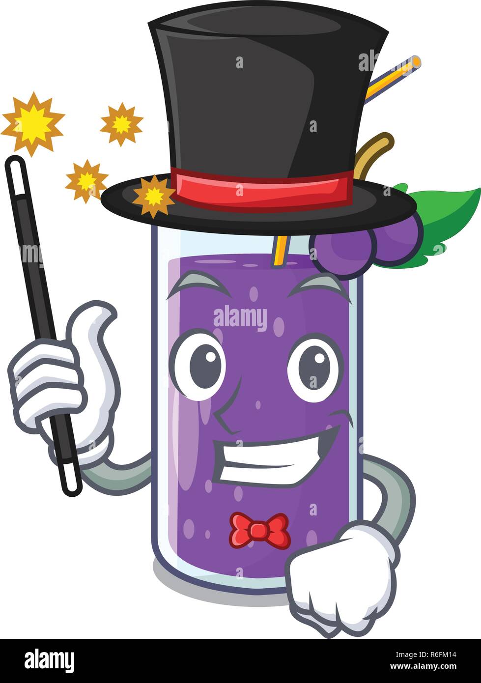 Magician grape juice bottle with label cartoon vector illustration ...