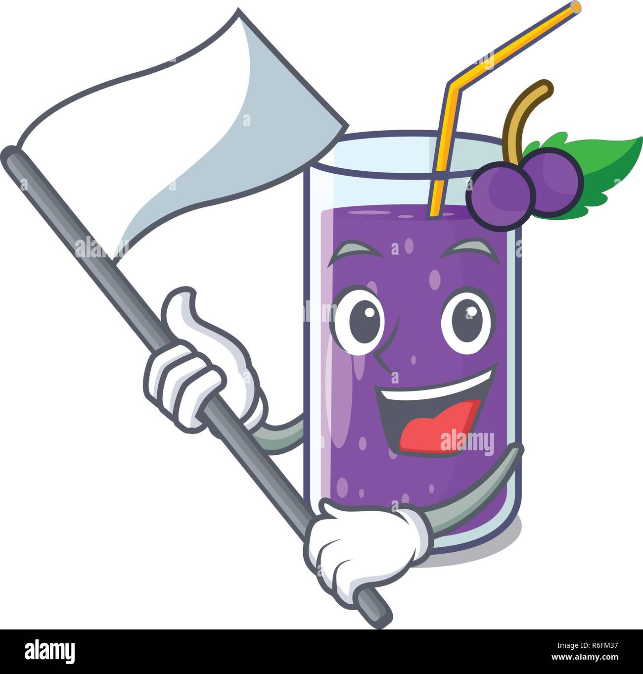 With flag grape juice bottle with label cartoon vector illustration ...