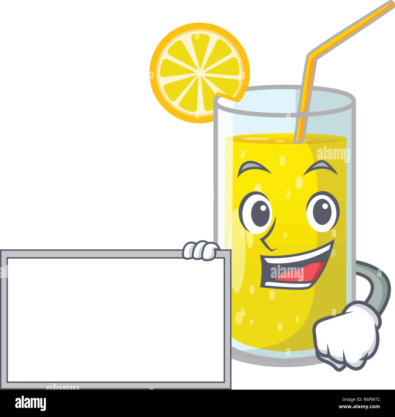 With board lemon juice glass on cartoon shape vector illustration Stock ...