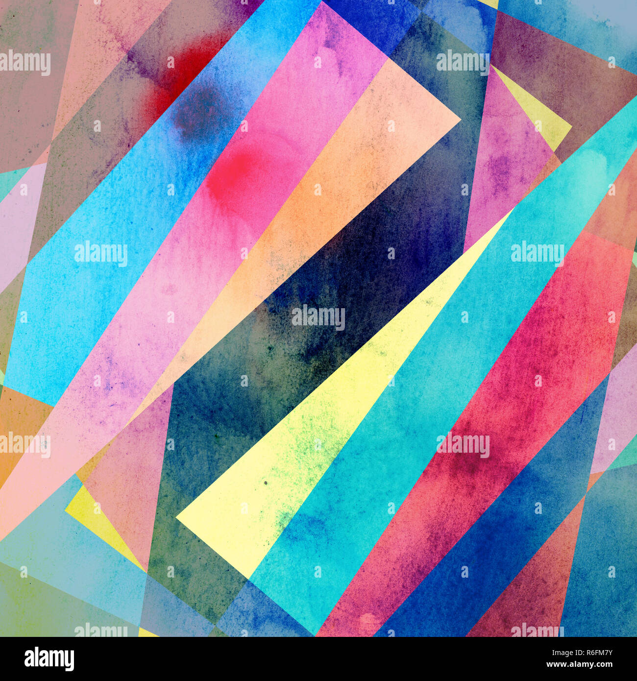 Abstract watercolor background with geometric color objects and ...