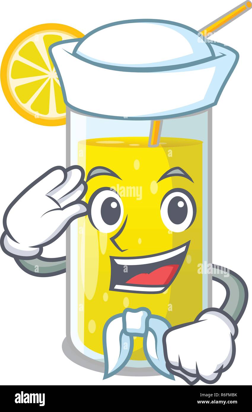Sailor lemon juice glass on cartoon shape vector illustration Stock ...