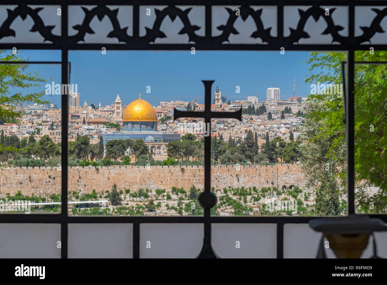 The Dome Of The Rock On The Temple Mount, Viewed Through An Ornate ...