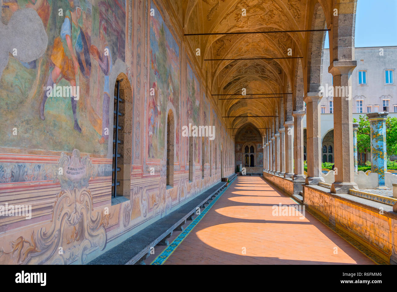 Old Paintings Decorate The Cloister Walls Of Santa Chiara Monastery In ...