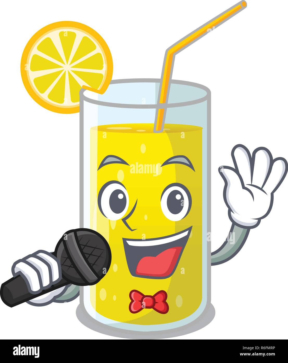 Singing lemon juice glass on character table vector illustration Stock ...